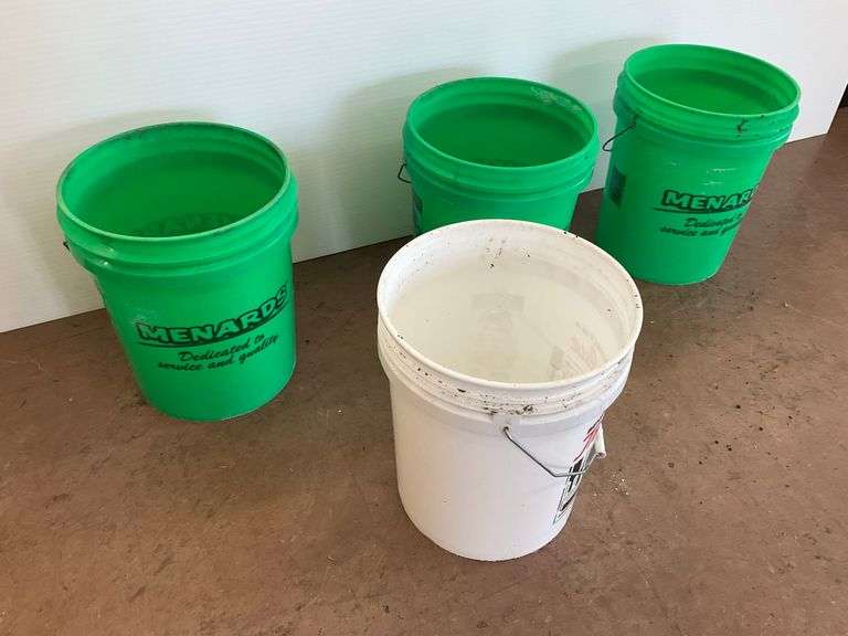 Lot of 4 Assorted 5 Gallon Buckets - Menards & True Value - Beloit ...