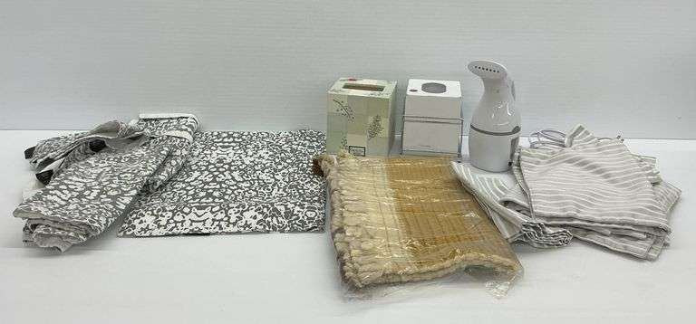 Household Items Bundle: Steamer, Decorative Tissue Boxes, Rug, and ...