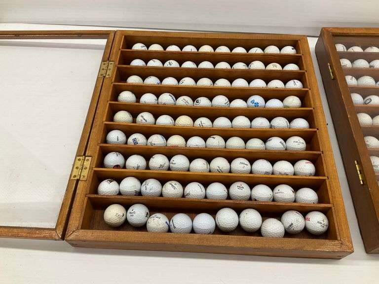 Two Wooden Display Cases with Large Golf Ball Collection - Beloit ...
