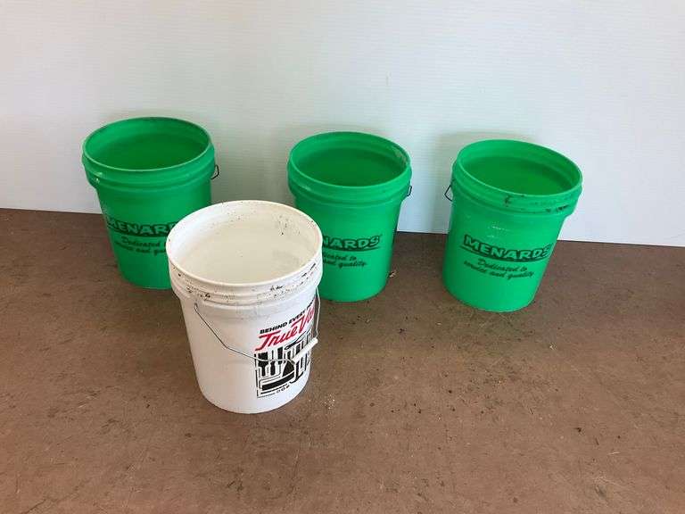 Lot of 4 Assorted 5 Gallon Buckets - Menards & True Value - Beloit ...