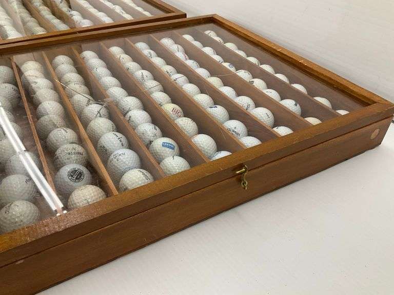 Two Wooden Display Cases with Large Golf Ball Collection - Beloit ...