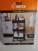 Top Notch 3-Tier Storage Cart - Gray, Multi-Purpose, Durable - Beloit ...