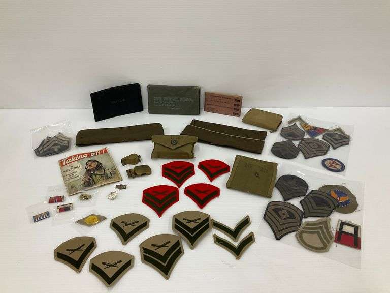 Military Memorabilia Lot: Pilot Log, Patches, Manuals, Army Lieutenant ...