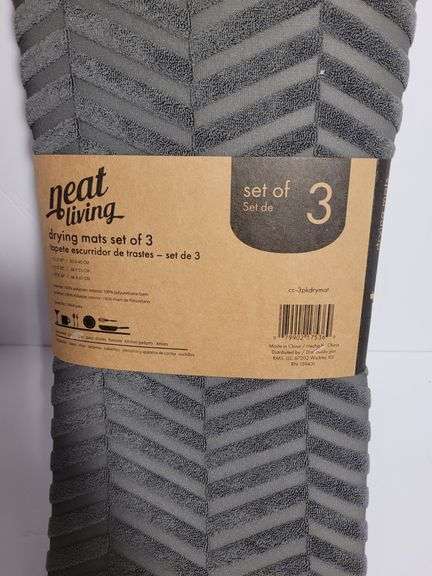 Neat Living Gray Chevron Drying Mats - Set of 3 - Beloit Auction & Realty
