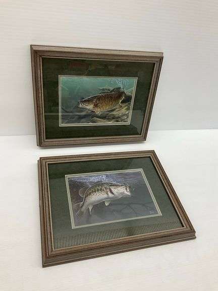 Al Agnew Framed Bass Fish Prints...14.5 x 18.25 in. - Beloit Auction ...