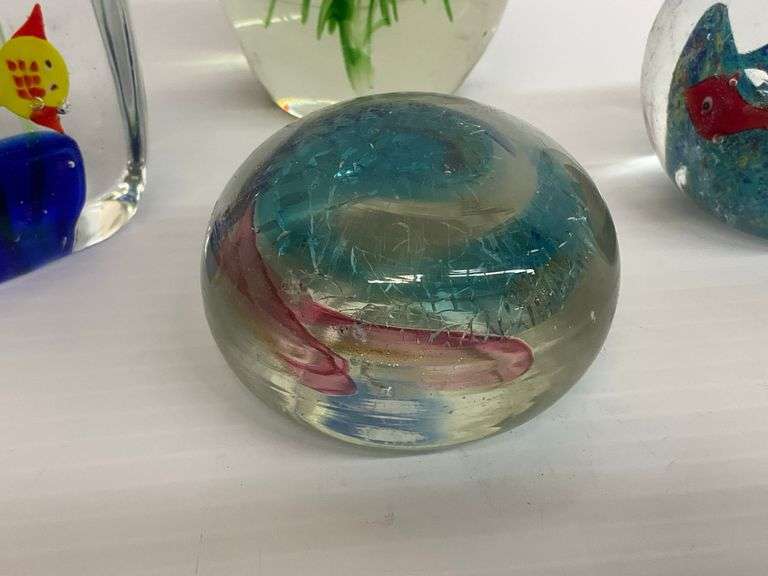 Collection of Four Decorative Glass Paperweights - Beloit Auction & Realty