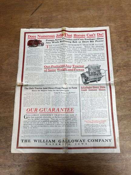 Galloway Efficiency Tractor Sales Literature - Aumann Auctions, Inc.