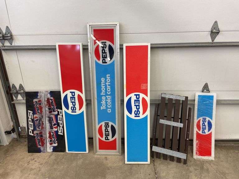 (3) Smaller Soda Machine Inserts, (2) Metal Display Case Fronts ...