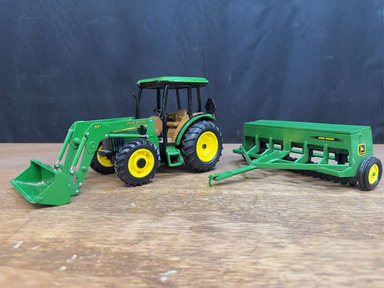 (2) 1/16 John Deere Tractor + Grain Drill Ertl - Aumann Auctions, Inc.
