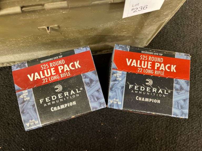 Bulk Ammo Canister 2 Boxes (1050 Rounds) Federal .22 LR - Aumann ...