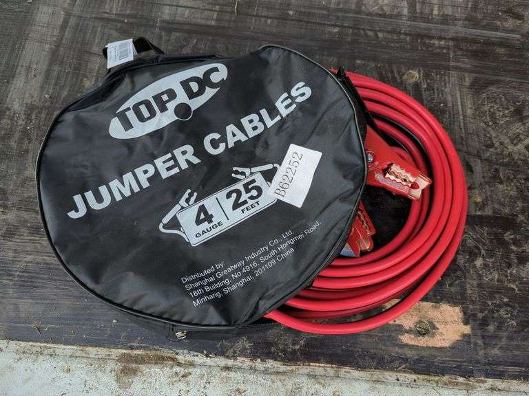 (1) Top DC Jumper Cables - 25ft - 4 Gauge - Aumann Auctions, Inc.