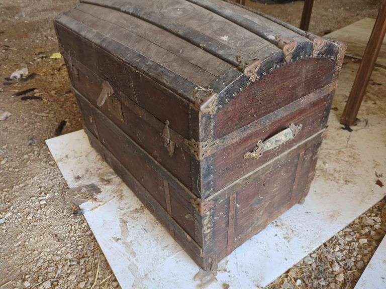 Springfield Trunk Factory Wooden Trunk - Aumann Auctions, Inc.