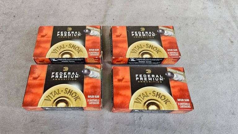 4 Boxes Federal Premium 2 3/4 Inch Rifled 12 Gauge Slug Loads - Aumann ...