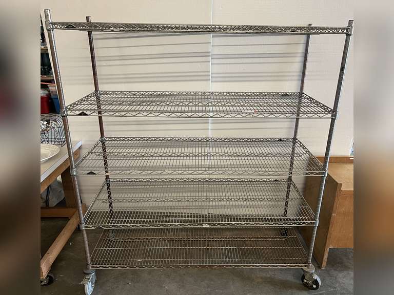 5 FOOT ROLLING WIRE RACK WITH FIVE SHELVES - L.W. Benton Company, Inc.