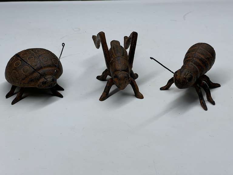 DECORATIVE CAST METAL ART “INSECTS”, SET OF THREE, SEE PICTURES FOR ...