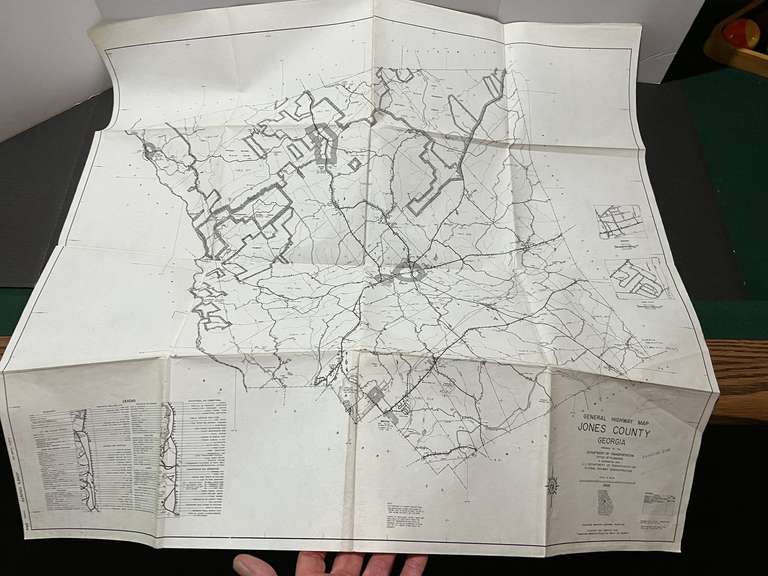 C… VINTAGE DOT JONES COUNTY, GA GENERAL HIGHWAY MAP, ALSO INCLUDES A ...