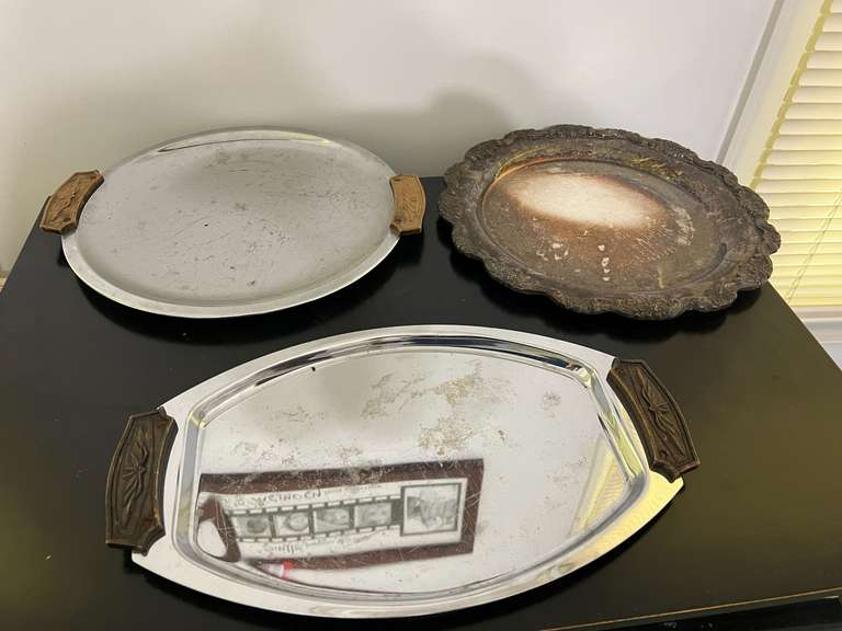 MASTER… ASSORTED SERVING TRAYS TO INCLUDE 2 KROMEX TRAYS, AND ONE ...