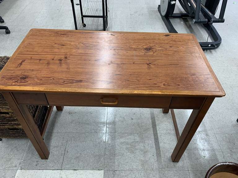 SMALL WOOD WRITING DESK WITH DRAWER & 3 DRAWER WICKER STORAGE (DESK 22 ...