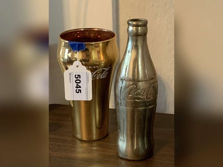 COCA-COLA GOLD TUMBLER GLASS & GOLD COKE BOTTLE - BED 2 - L.W. Benton ...