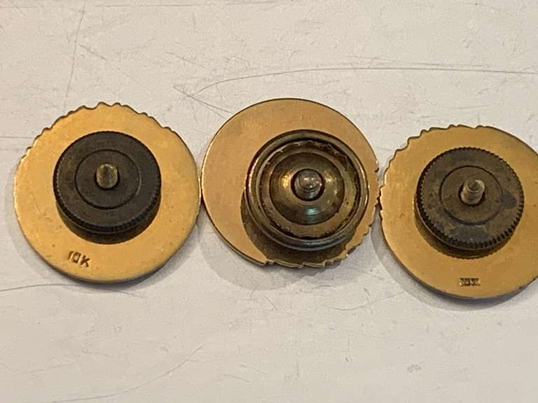 THREE 10K GOLD SERVICE PINS WITH STONES FROM AKERS MOTOR LINES - L.W ...