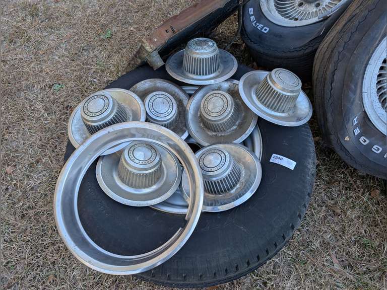 WHEELS AND TIRES IN AREA MARKED 2240, INCLUDES FOUR VINTAGE AMERICAN ...