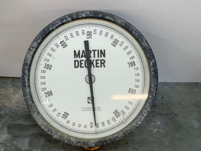 Vintage Martin Decker hanging crane scale, see for details. - L.W ...