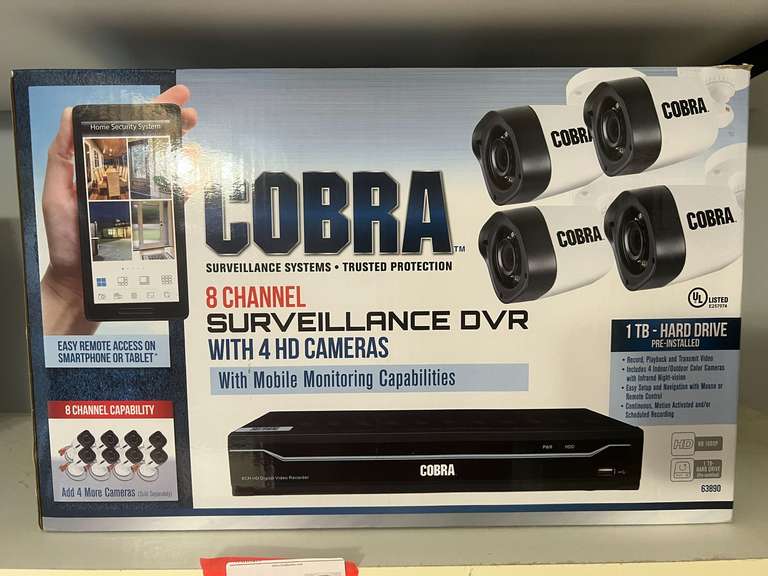BR2…Cobra eight channel surveillance DVR with four HD cameras, still ...
