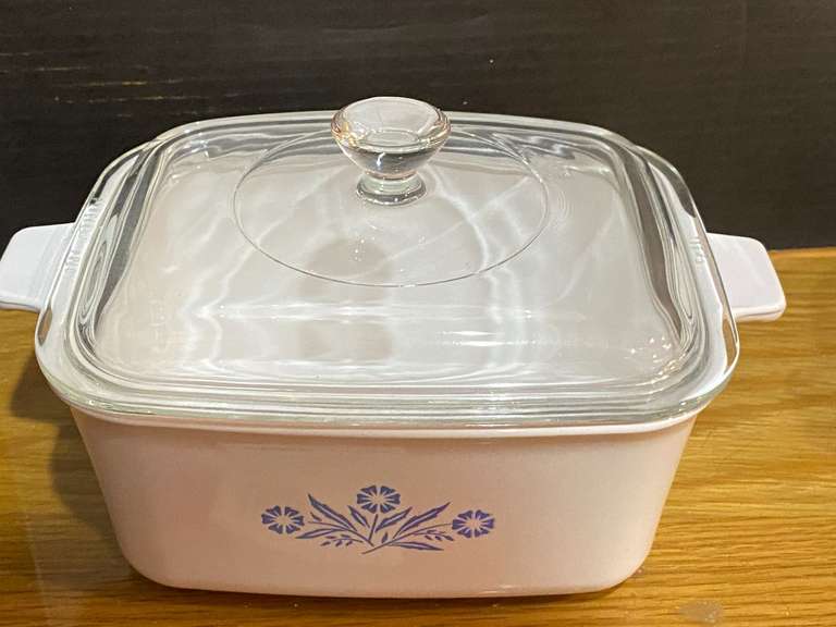 KIT… Vintage Corning cookware with lid, blue cornflower pattern, see ...