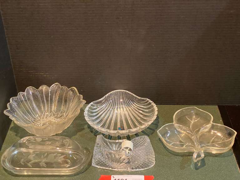 KIT… Assorted kitchenware to include a lovely etched covered butter ...