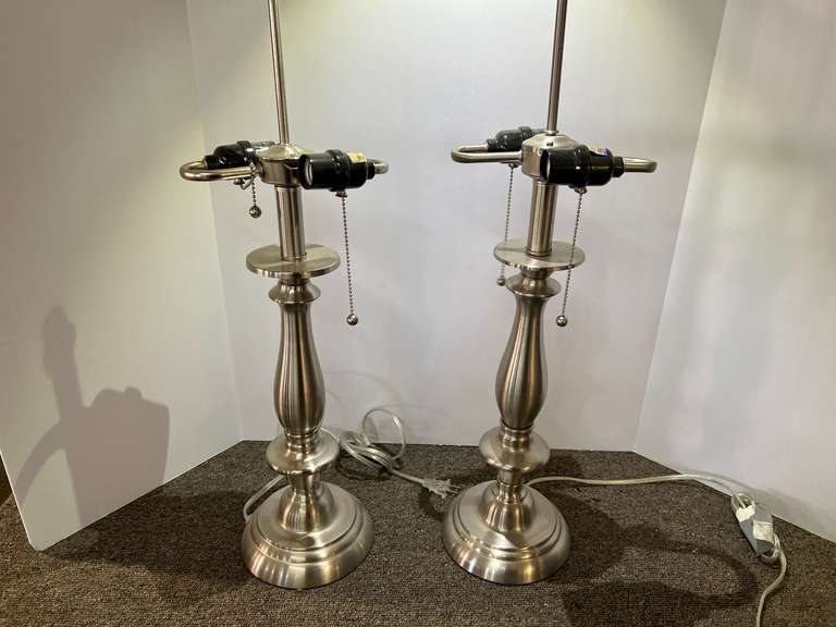Double bulb table lamps, has nickel finish, set of two, see pictures ...