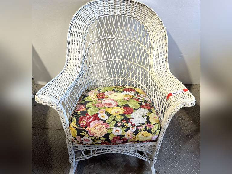Cushioned wicker rocking chair, see pictures for details. - L.W. Benton ...