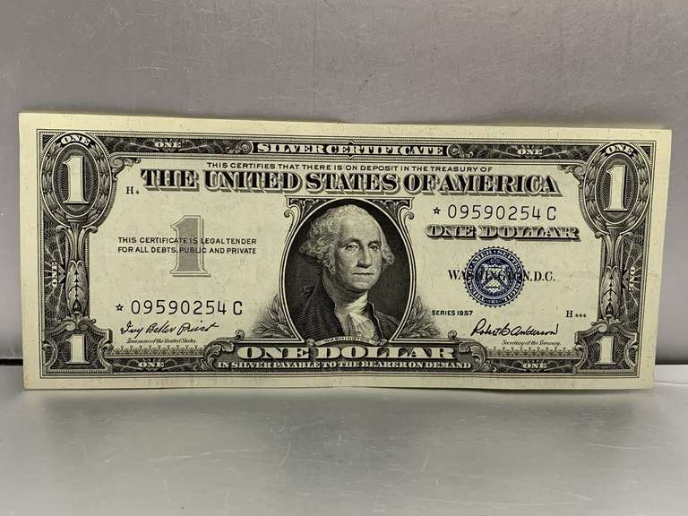 1957 SILVER $1 STAR NOTE CERTIFICATE NOTE *09590254C - L.W. Benton ...