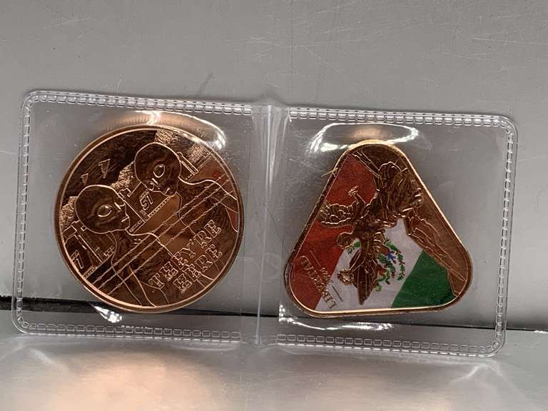 1 OZ COPPER ROUND ALIENS & 1 OZ COPPER TRIANGLE LIBERATED 2024 - 1 OZ ...
