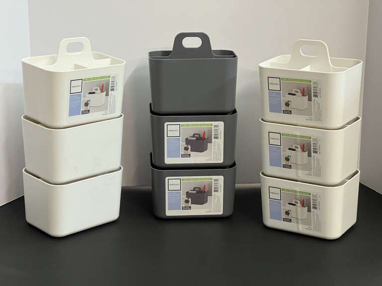Stackable storage caddies, set of nine, see pictures for details. - L.W ...