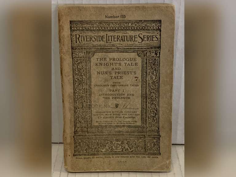 ANTIQUE 1911-RIVERSIDE LITERATURE SERIES II "THE PROLOGUE KNIGHT'S TALE ...