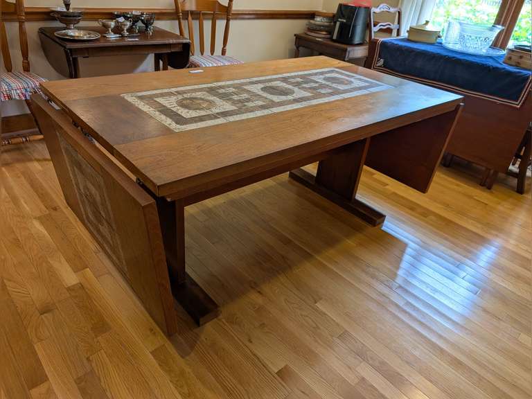 MID-CENTURY MODERN DROP LEAF DINING TABLE WITH TILE INSERTS - DINING ...