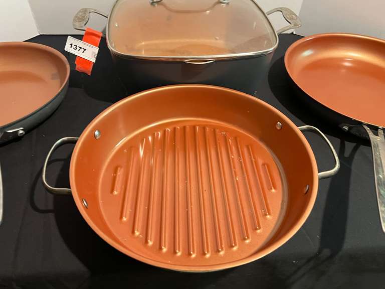 KIT… Copper clad cookware, four pieces, see pictures for details. - L.W ...