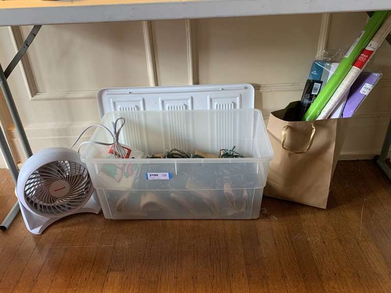 SMALL HONEYWELL FAN & CRATE TO INCLUDE 6 STRINGS OF CHRISTMAS LIGHTS ...