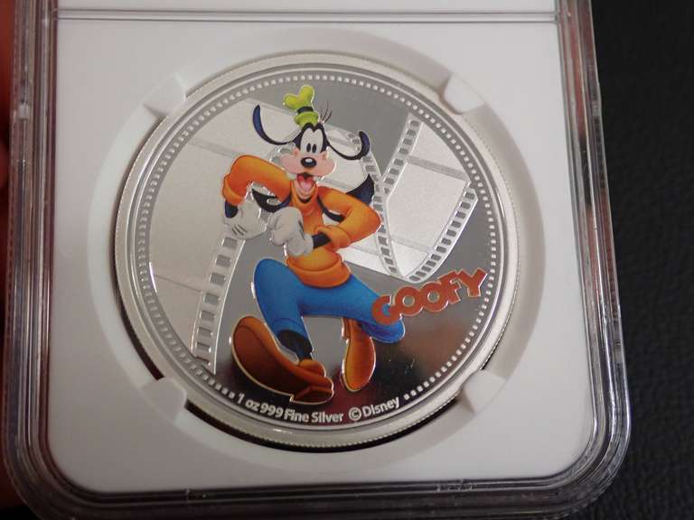 2014 NIUE $2 GOOFY 1 OZ. SILVER COIN - NGC PROOF 70 ULTRA CAMEO W ...