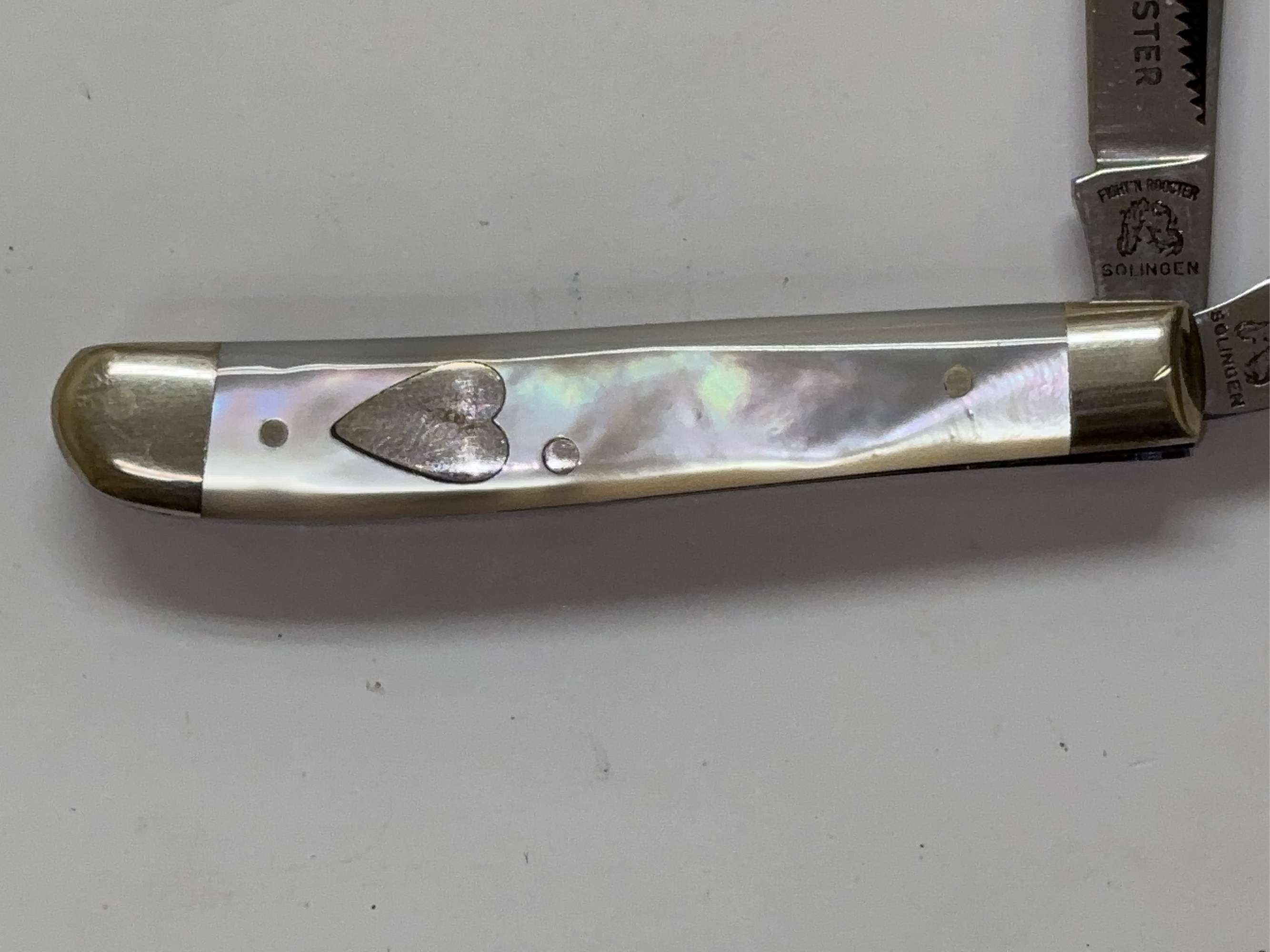 Fight'n Rooster Frank Buster & Son Mother of Pearl Pocket Knife