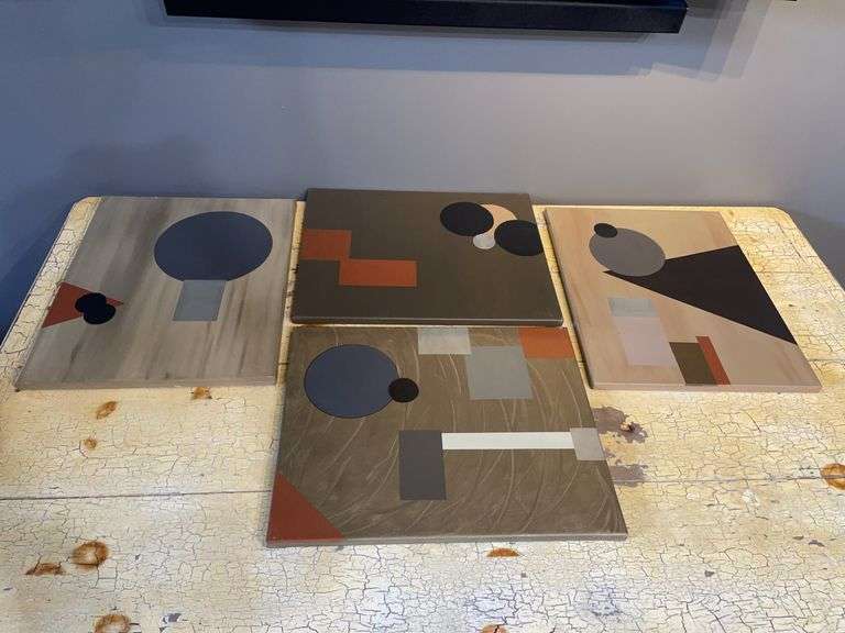 Set of 4 Modern Abstract Paintings on Canvas - Ford Brothers, Inc.