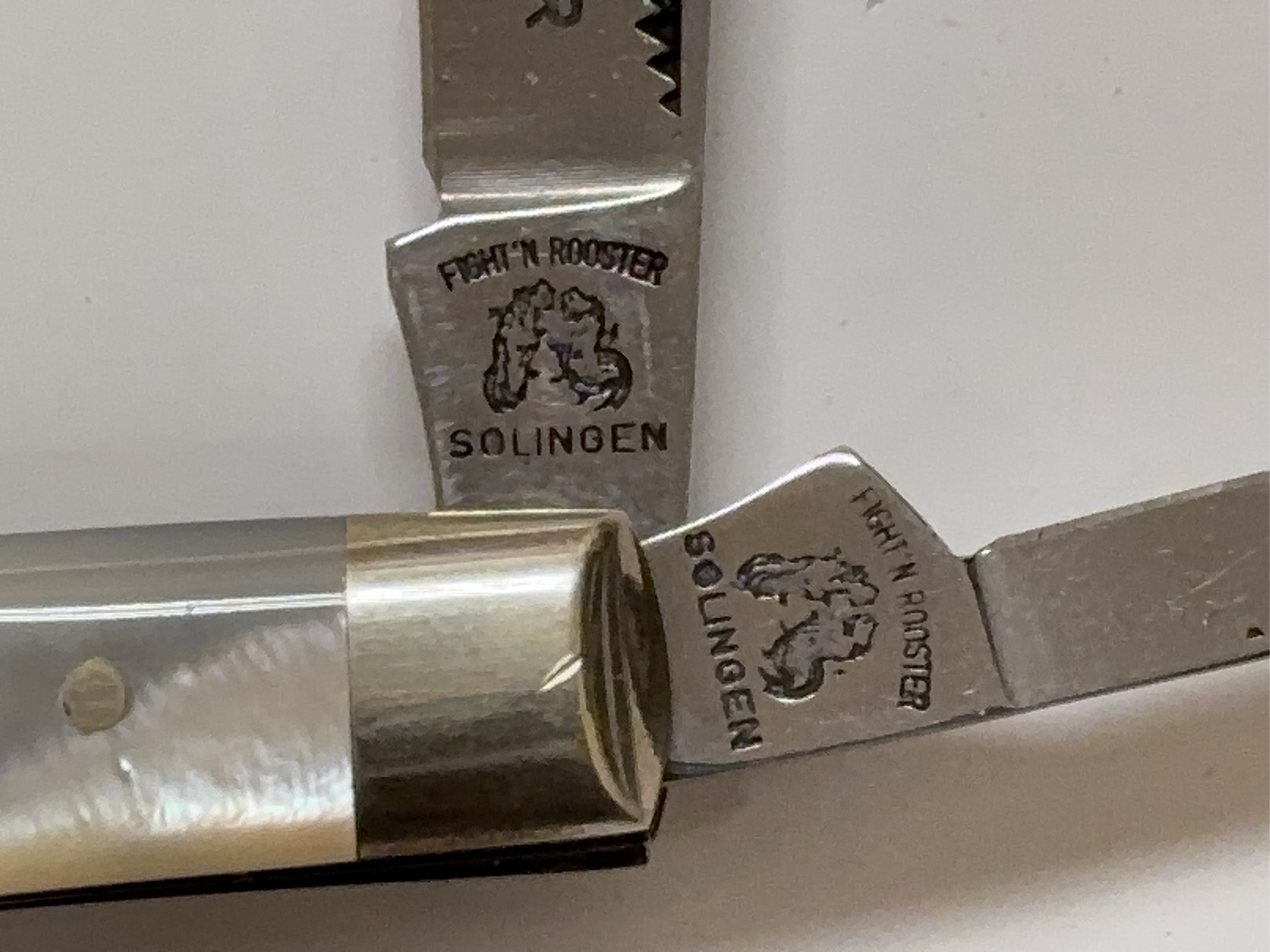 Fight'n Rooster Frank Buster & Son Mother of Pearl Pocket Knife