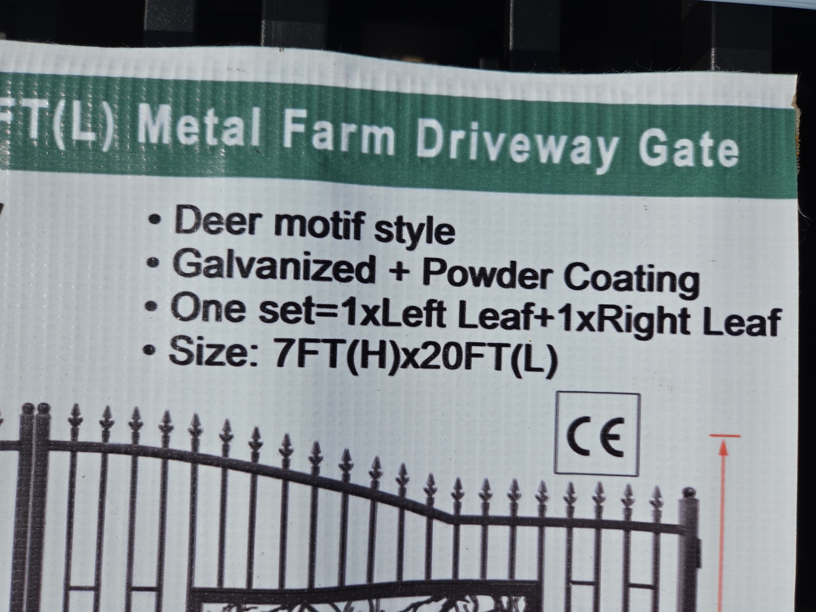 L1- KJ Model K0720 Metal Farm Driveway Gate