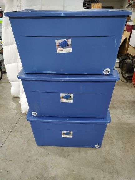3 LARGE 45 GALLON STORAGE TOTES WITH WHEELS - Ford Brothers, Inc.