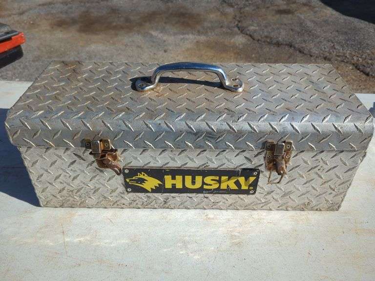 Husky Diamond Plate Tool Box with Wrenches and Assorted Tools - Ford ...