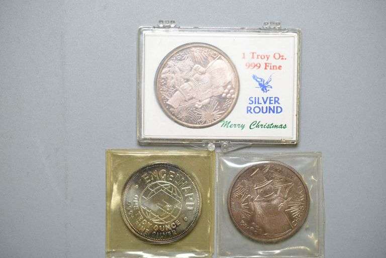 Three (3) One-Ounce Pure Silver Rounds, - Ford Brothers, Inc.
