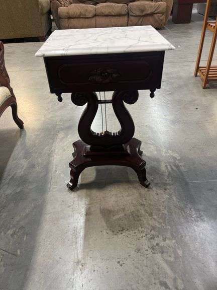 Marble Top Side Table with Lyre Base - Ford Brothers, Inc.