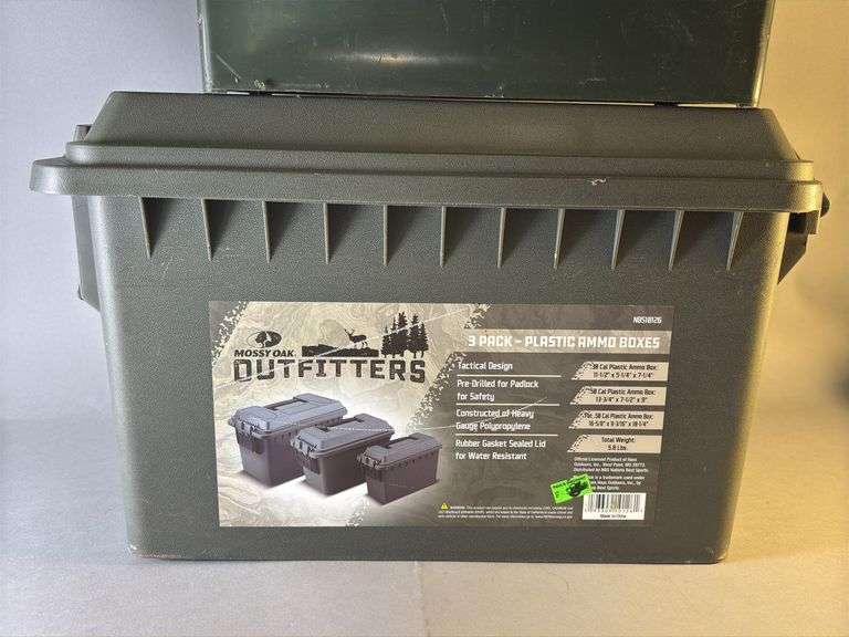 Two Ammo Boxes: Mossy Oak Outfitters 3-Pack Plastic Ammo Boxes and MTM ...