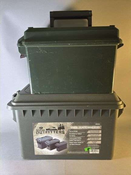 Two Ammo Boxes: Mossy Oak Outfitters 3-Pack Plastic Ammo Boxes and MTM ...