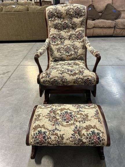 Upholstered Floral Rocking Chair with Ottoman - Ford Brothers, Inc.